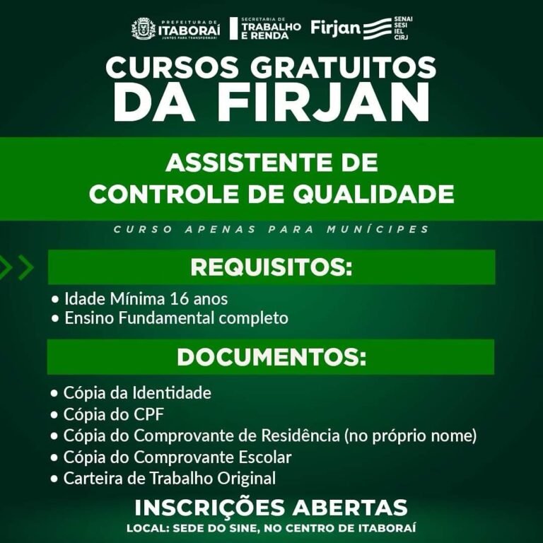 Prefeitura de Itaboraí abre vaga para curso gratuito em parceria com a ...